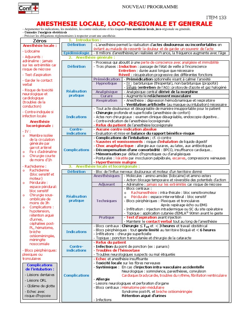 133 Anesthésie locale, loco-régionale et générale_0.pdf | Anesthésie ...