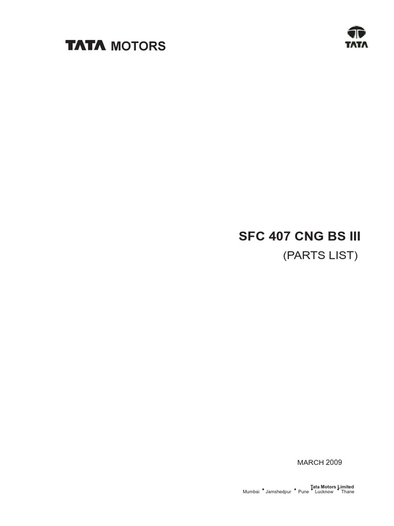 Tata 407 CNG BS III Parts Catalogue | PDF | Manual Transmission | Piston