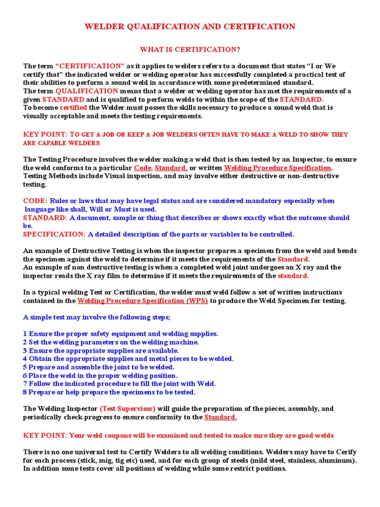 Welder Qualification and Certification | PDF | Certification | Welding