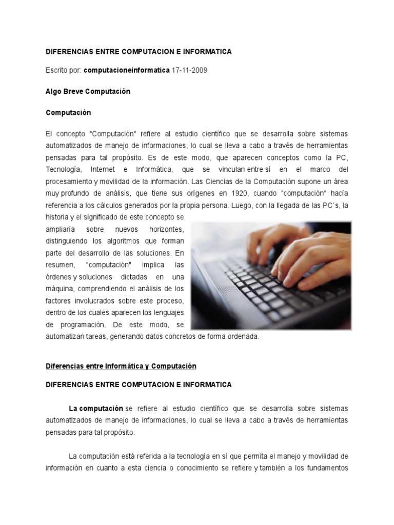 3-Diferencias Entre Computacion e Informatica | PDF | Ciencias de la Computación | Informática