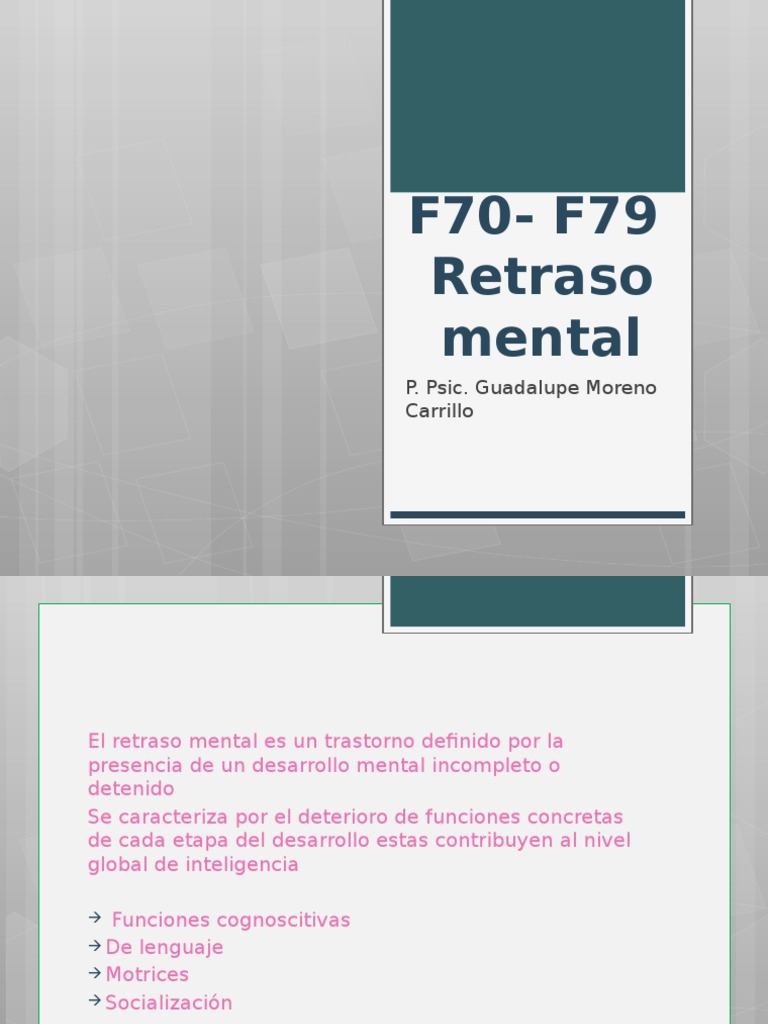 F70 - f79 Retraso Mental | PDF | Discapacidad intelectual | Autismo