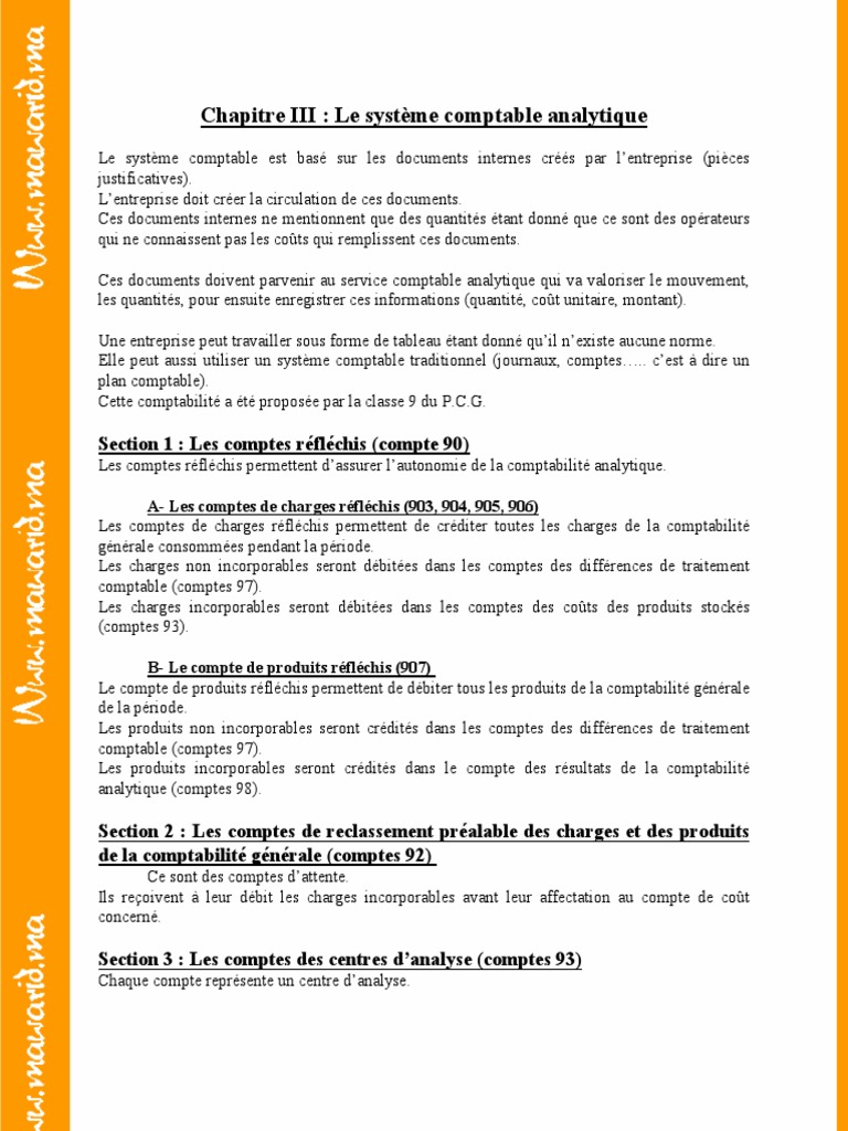 Le Système Comptable Analytique | Comptabilité analytique | Comptabilité