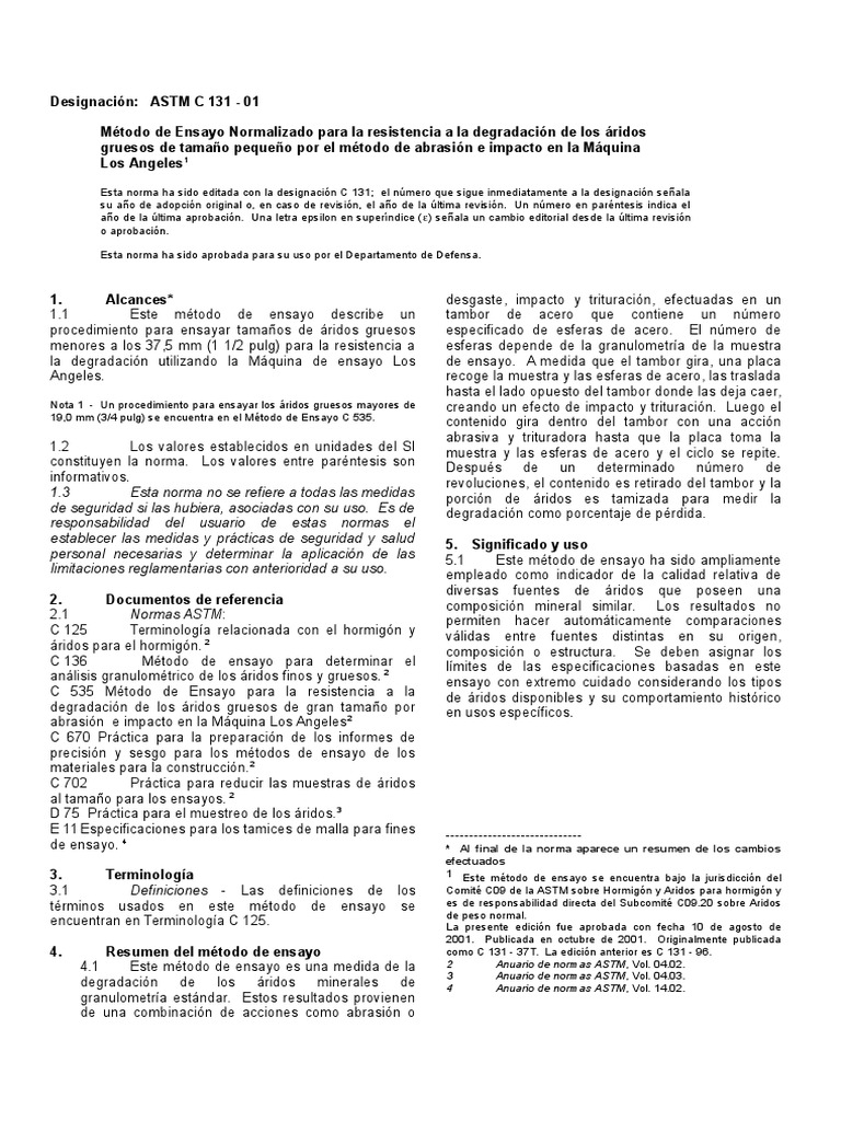 Astm C 131-01 | PDF | Acero | Masa