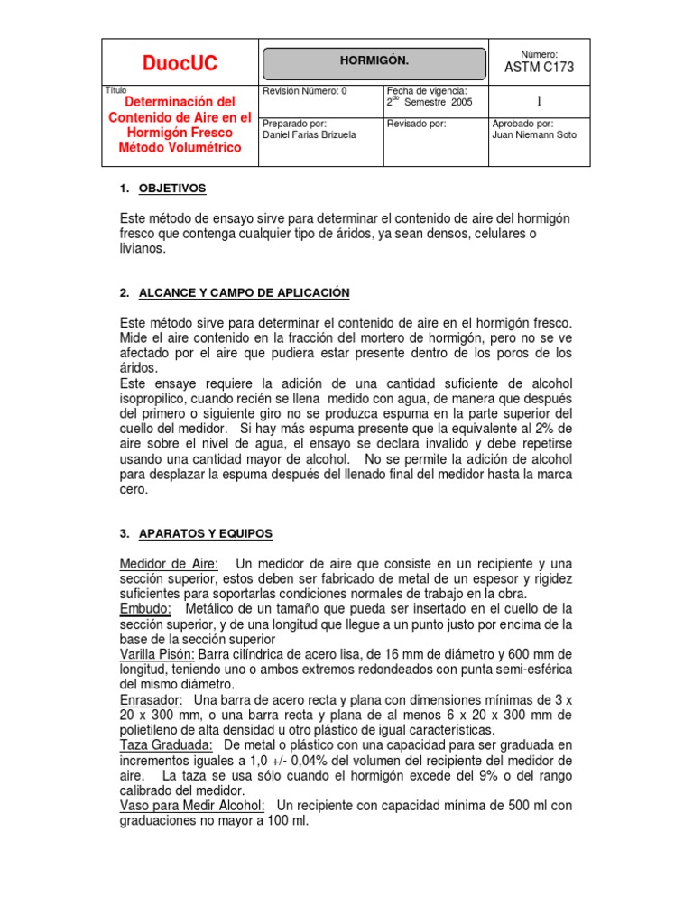 Astm C173 | PDF | Hormigón | Materiales