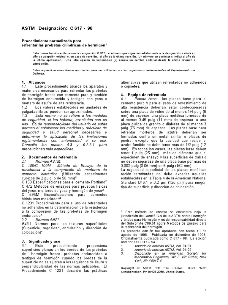 Astm C617-98 | PDF | Yeso | Cemento