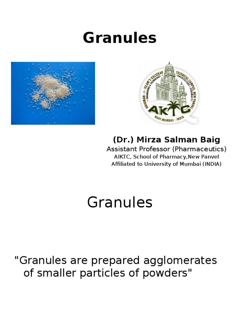 Granules SB | PDF | Tablet (Pharmacy) | Chemistry