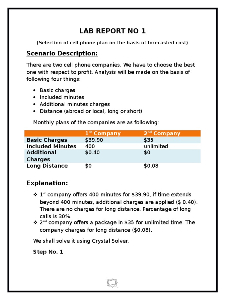 Lab Report No 1: Scenario Description | PDF | Applied Mathematics ...