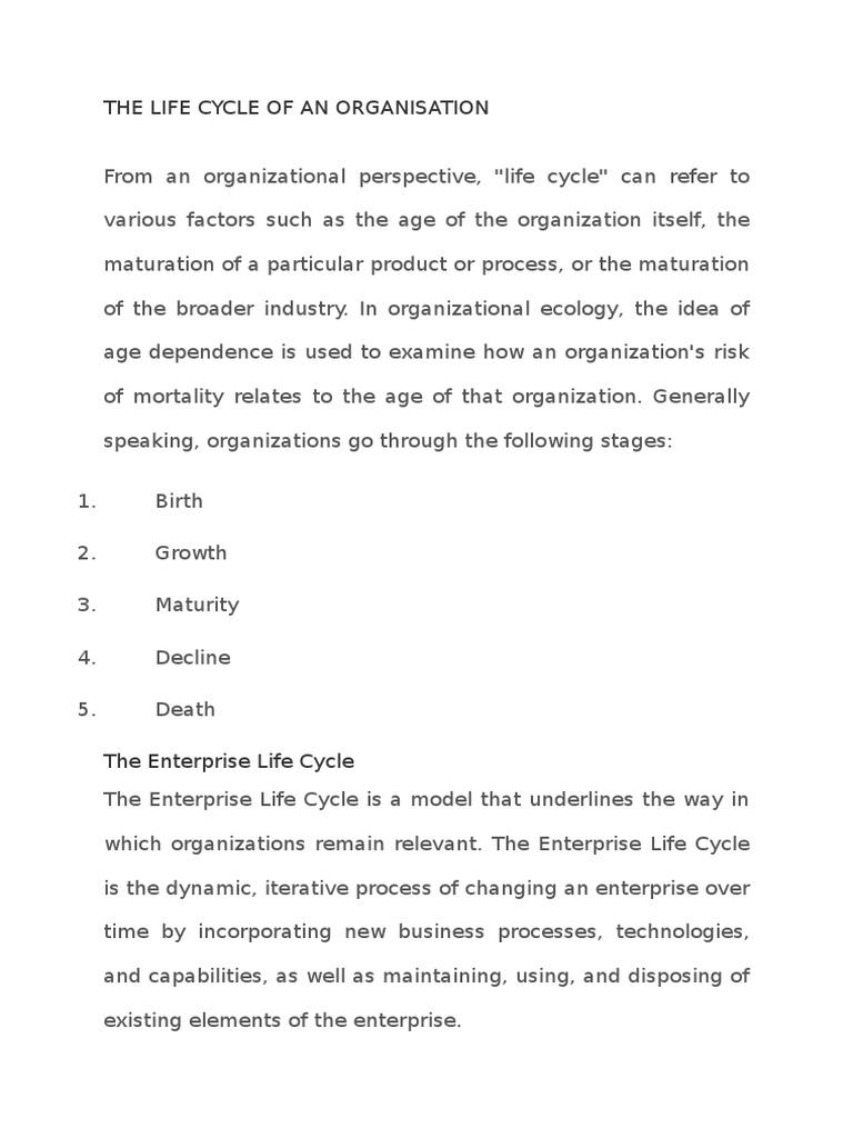 The Life Cycle of An Organisation | PDF | Leadership | Cognition