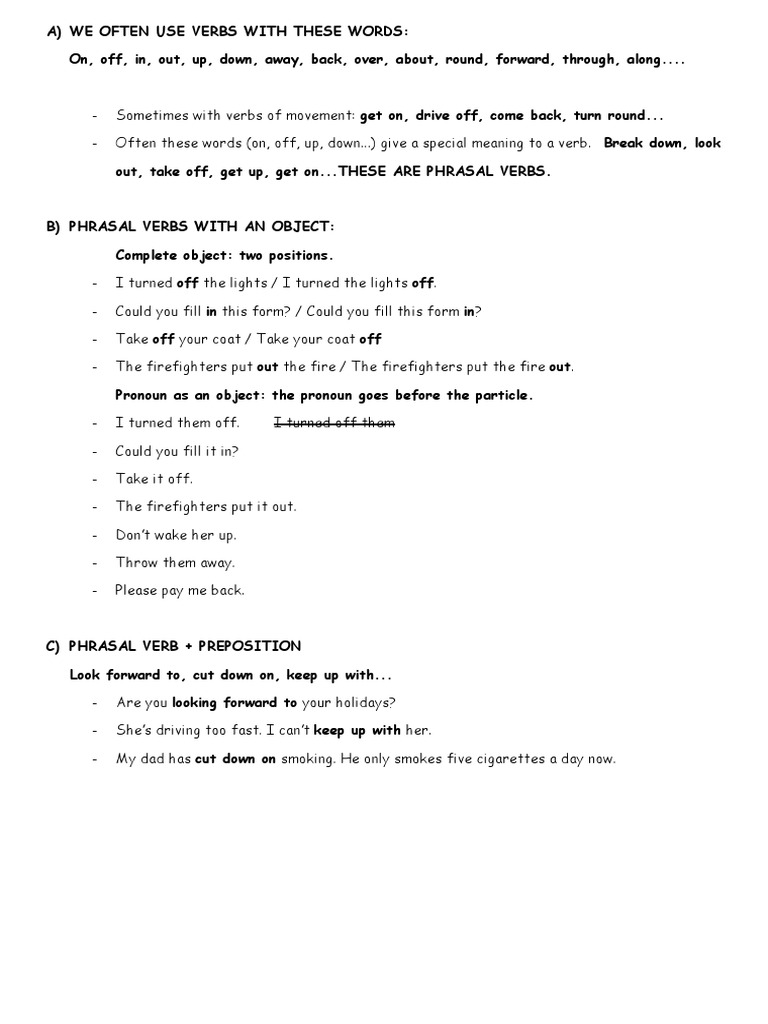 Phrasal Verbs Exercises Solutions | PDF | Verb | Syntax