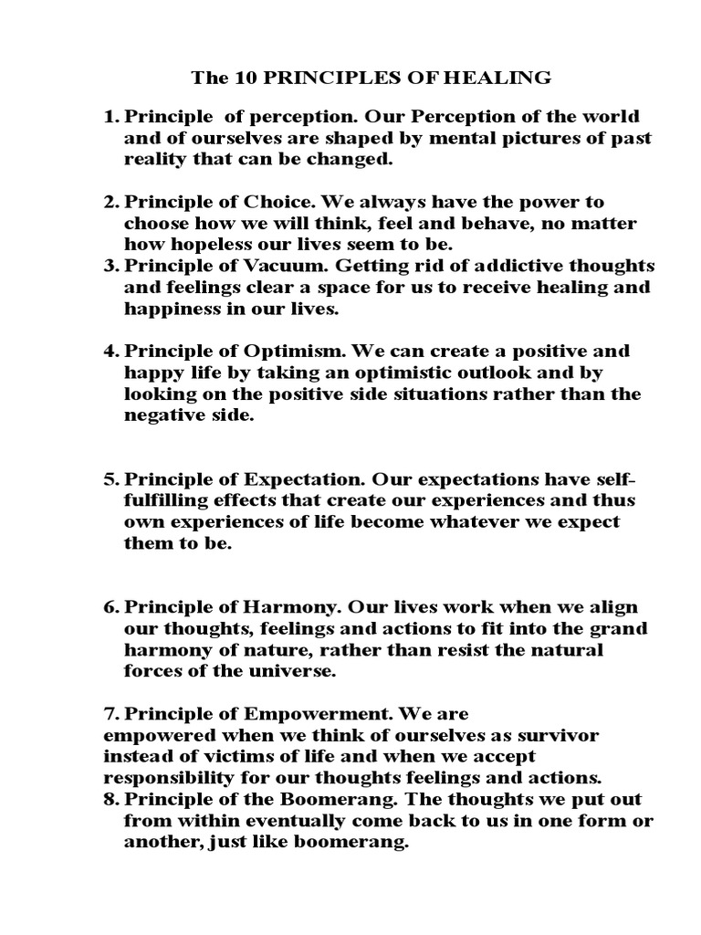 The 10 Principles of Healing | PDF | Empowerment | Perception