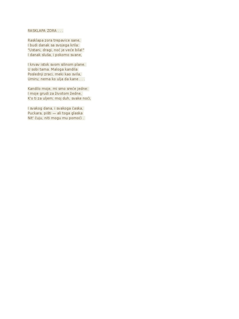 Rasklapa Zora | PDF