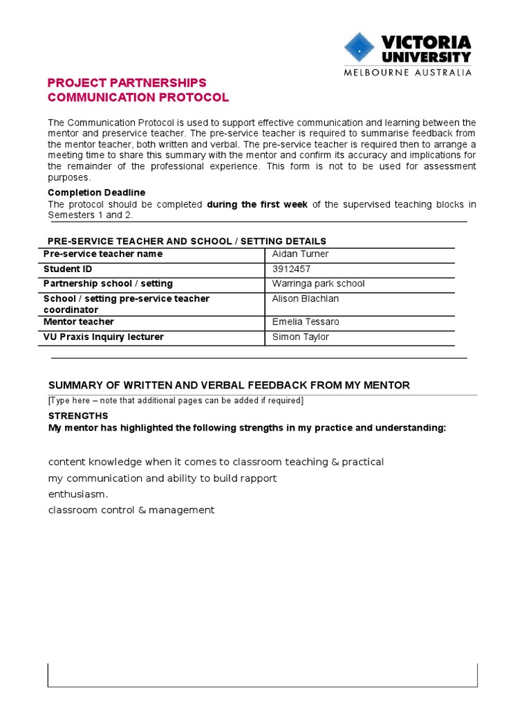 Mentor Communication Protocol Template | PDF | Business