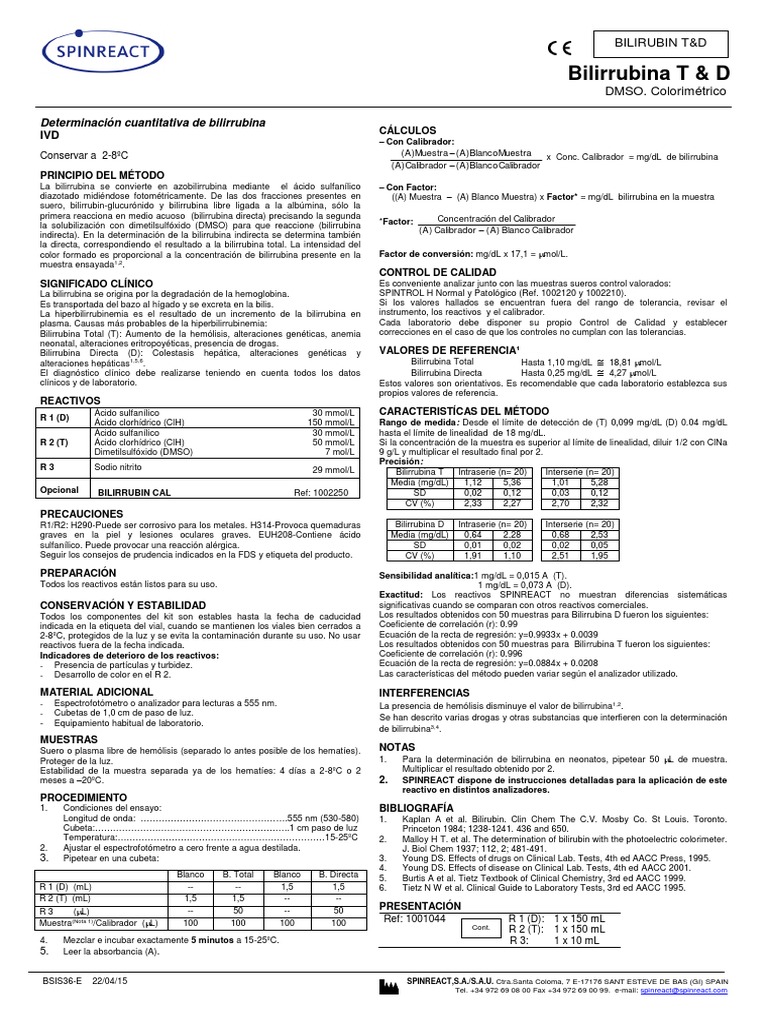 Spinreact Bilirrubinas | PDF | Naturaleza