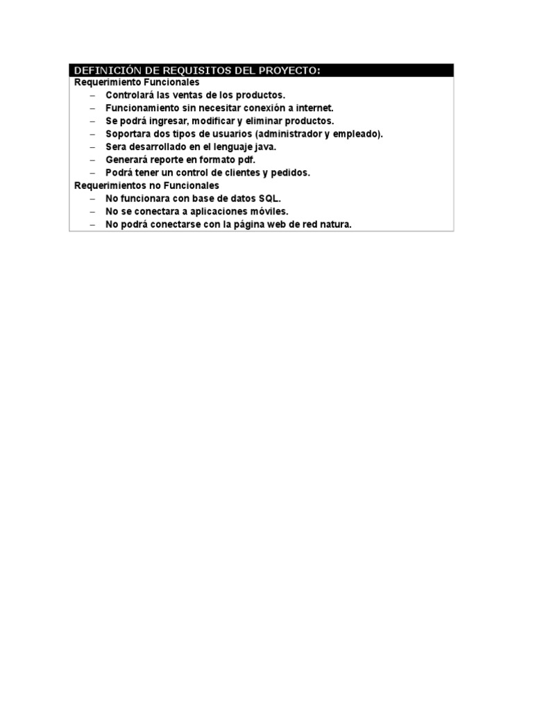 Definición de Requisitos Del Proyecto | PDF