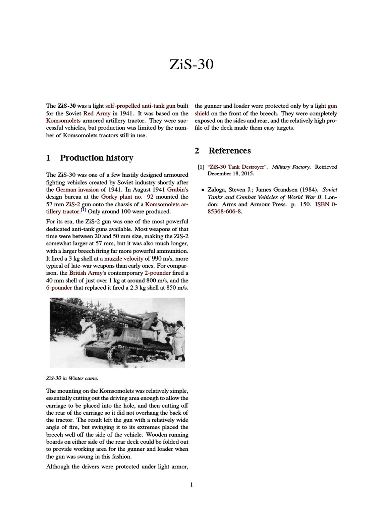 ZiS 30 | PDF | Tank Destroyer | Anti Tank Warfare