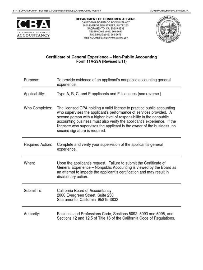 Certificate of General Experience Form | PDF | Certified Public ...