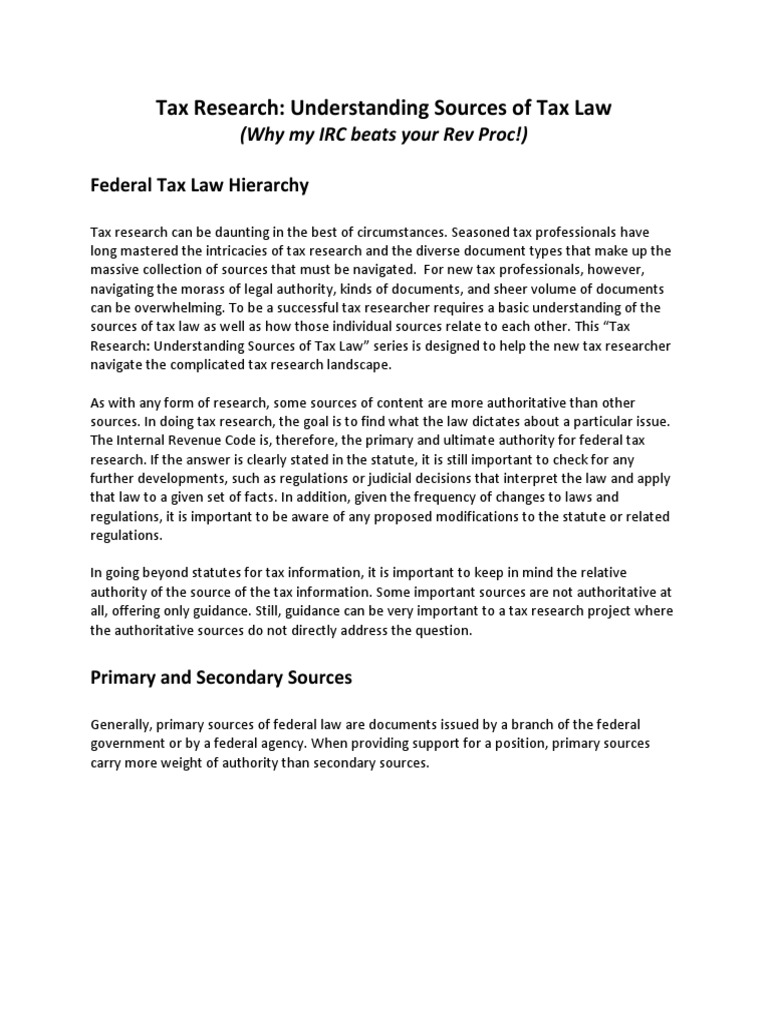 Understanding the Hierarchy of Federal Tax Law Sources | PDF | Internal ...