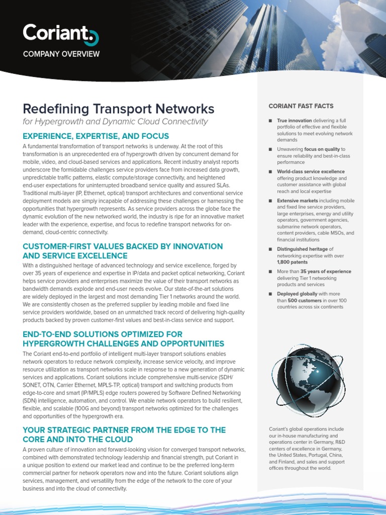 Brochure Coriant Company Overview 74C0041 | PDF | Computer Network ...