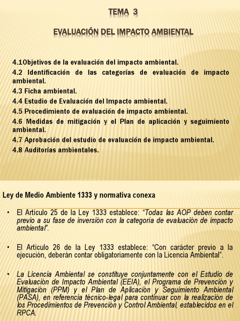 Tema 3 EIA | PDF | Evaluación de impacto ambiental | Degradación ambiental