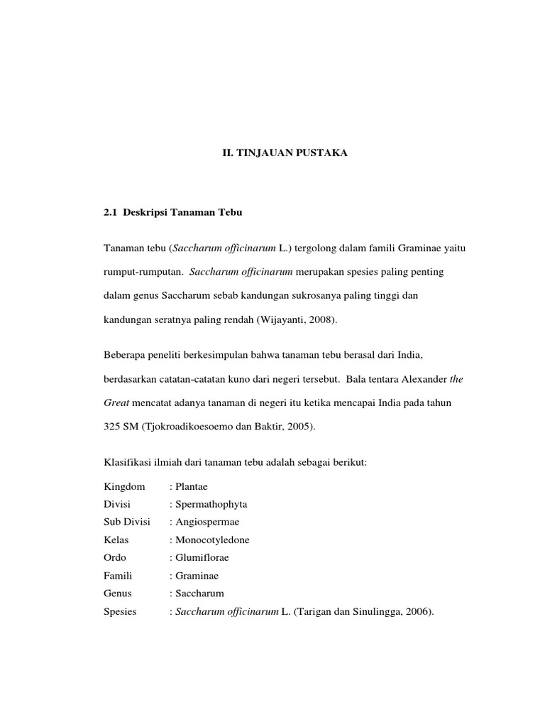Tinjauan Pustaka Tanaman Tebu | PDF | Sains & Matematika