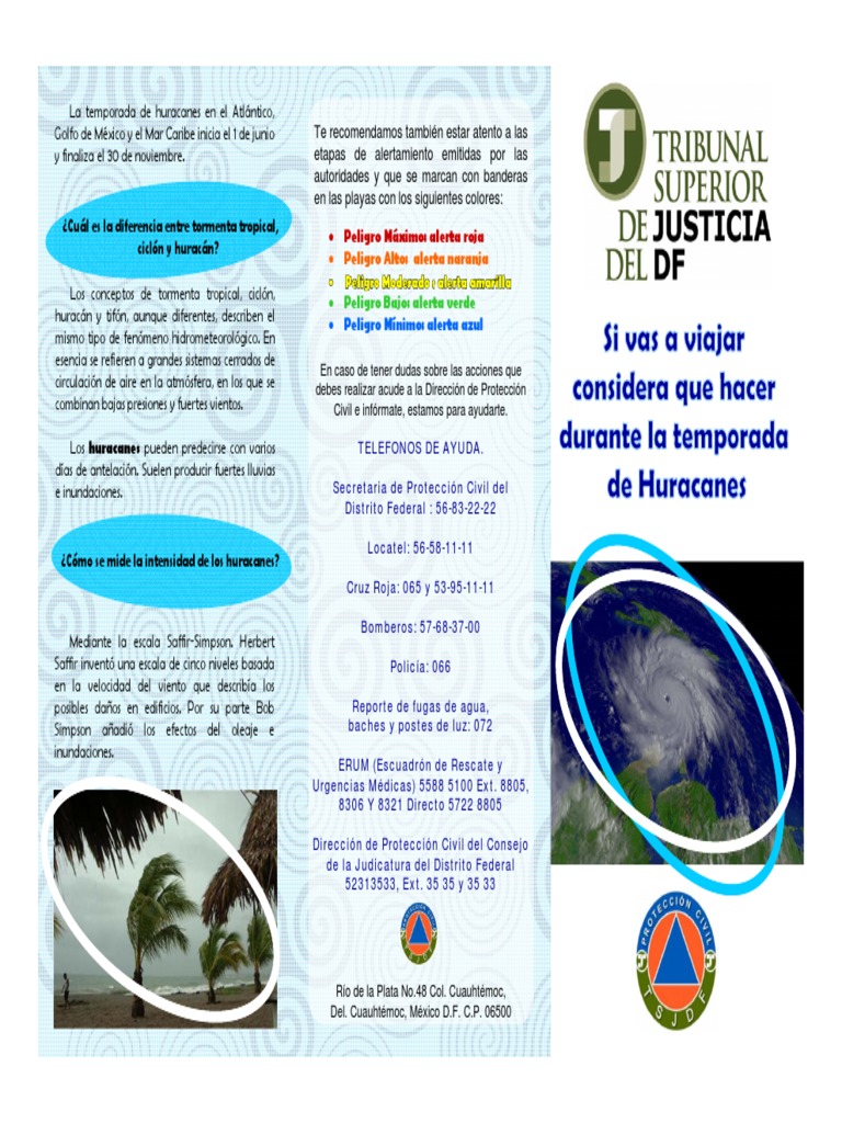 TRIPTICO Huracanes Ciclones | PDF | Ciclones tropicales | Tormentas de viento