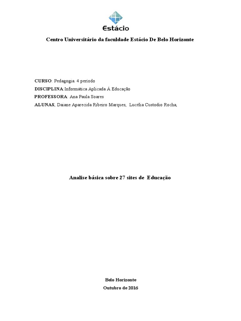 Trabalho de Informatica Capa | PDF