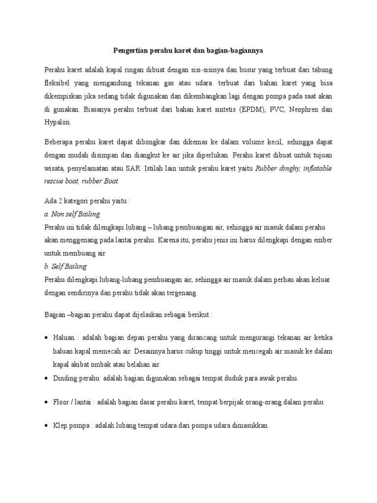 Pengertian Perahu Karet Dan Bagiannya | PDF