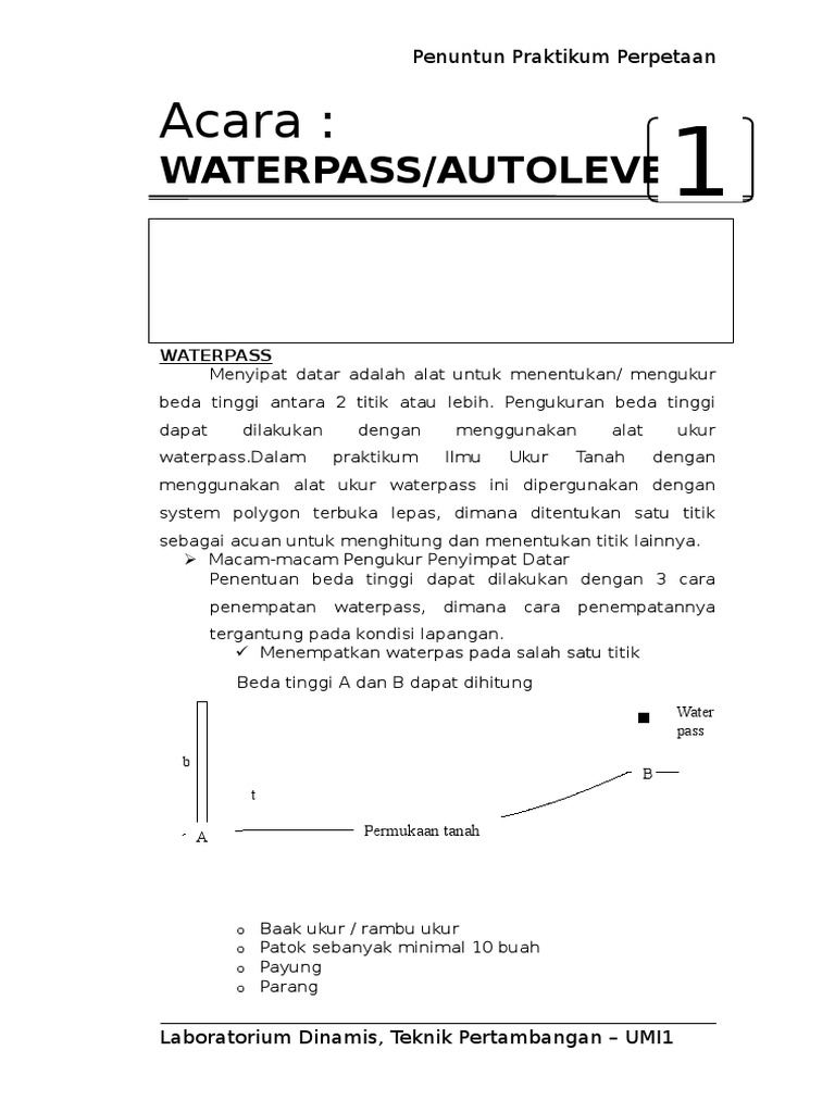 Modul 1. Water Pass | PDF | Metode & Bahan Ajar | Teknologi & Rekayasa