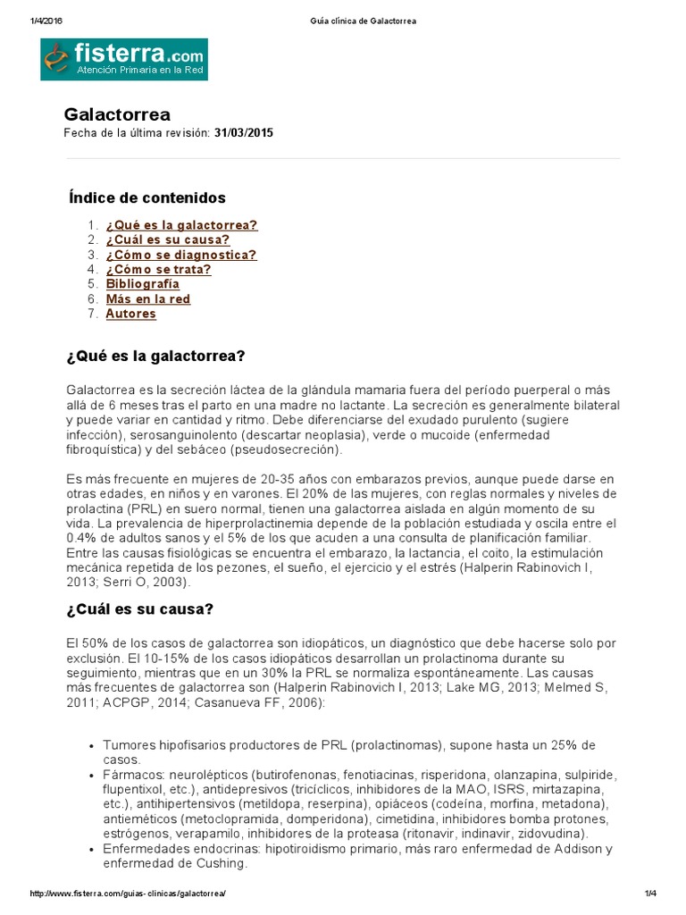 Guía Clínica de Galactorrea | PDF | Órgano (anatomía) | Sistema endocrino