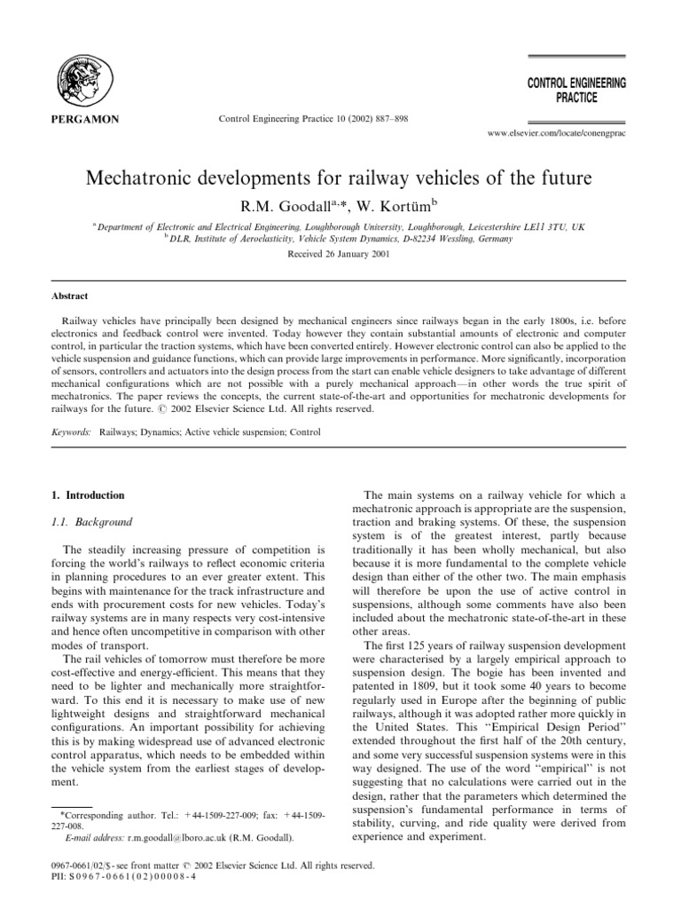 Mechatronic Developments for Railway Vehicles of the Future: Applying ...