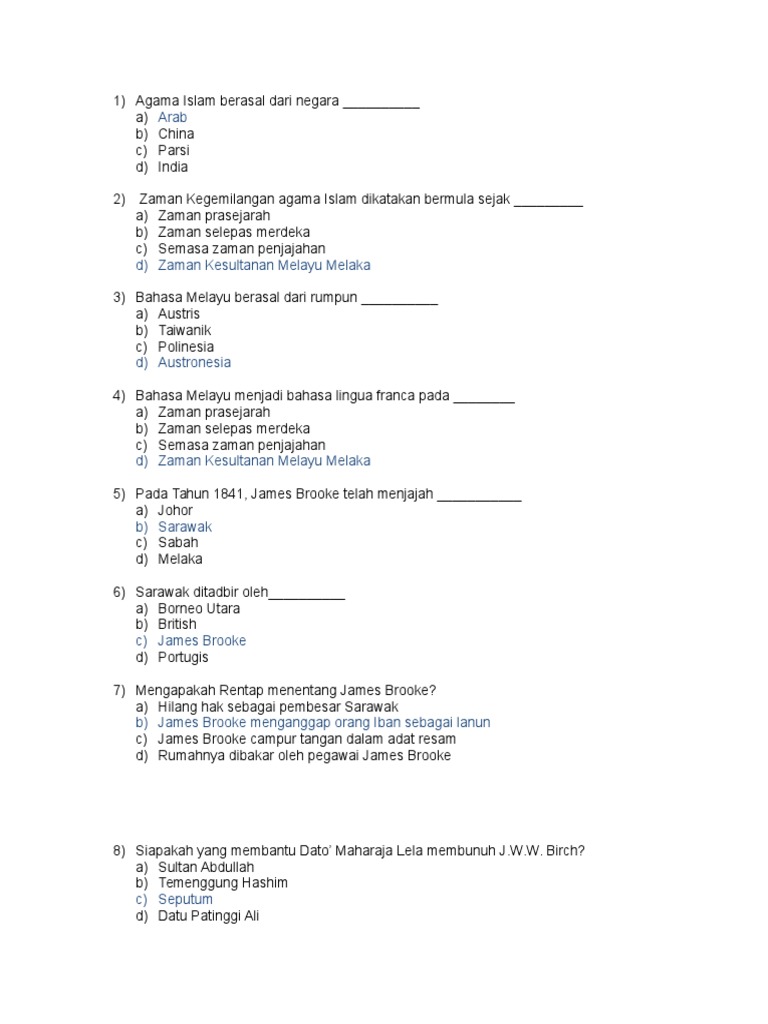 Soalan Kuiz Tahun 5 | PDF