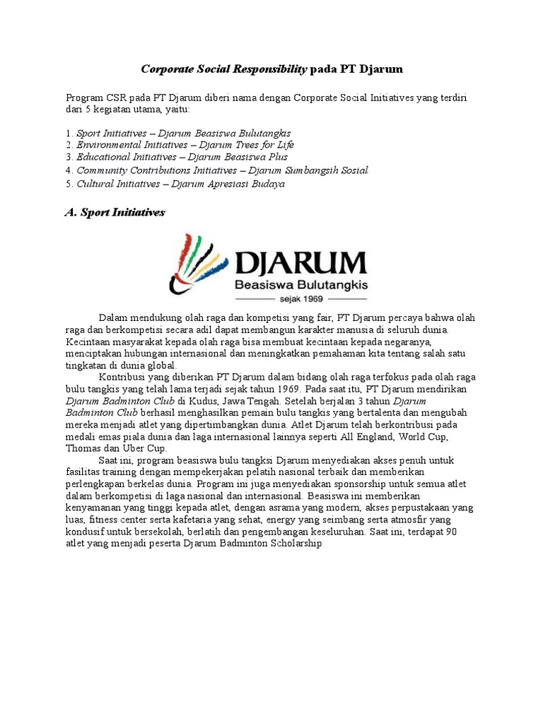 Corporate Social Responsibility Pada PT Djarum | PDF