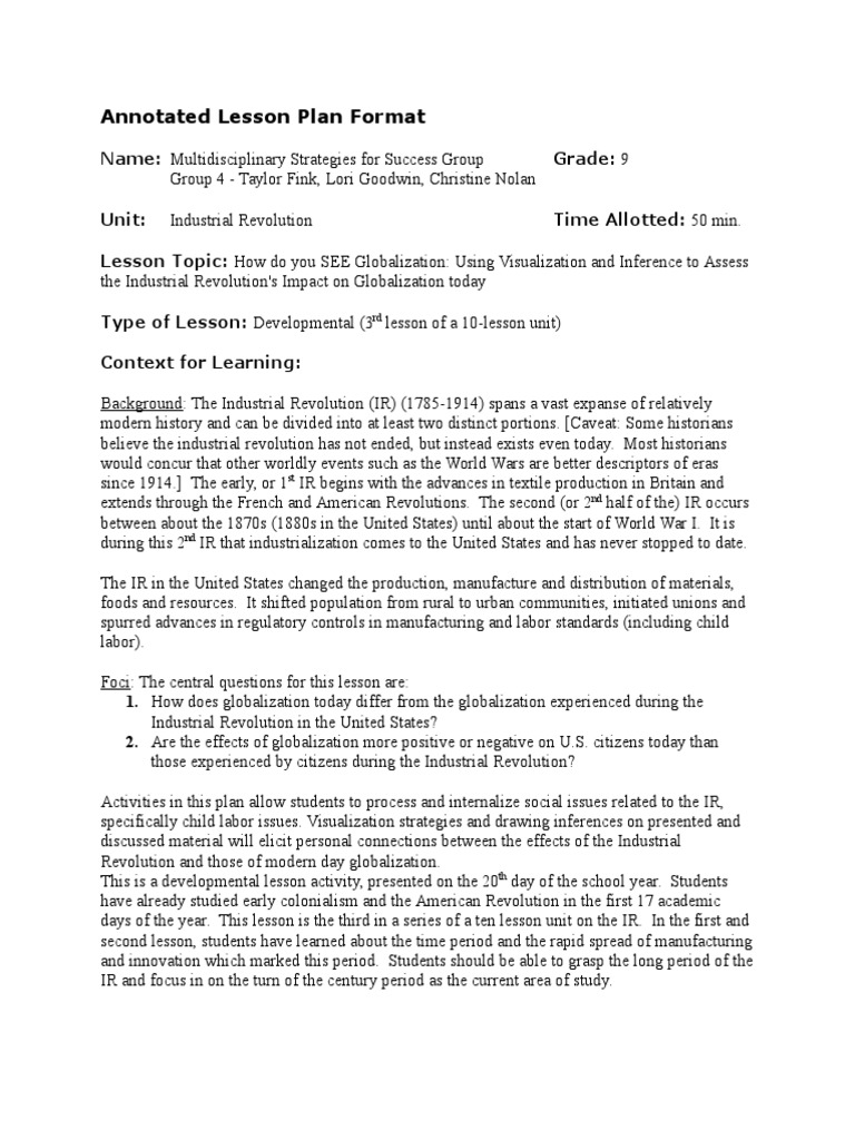 Annotated Lesson Plan Format | PDF