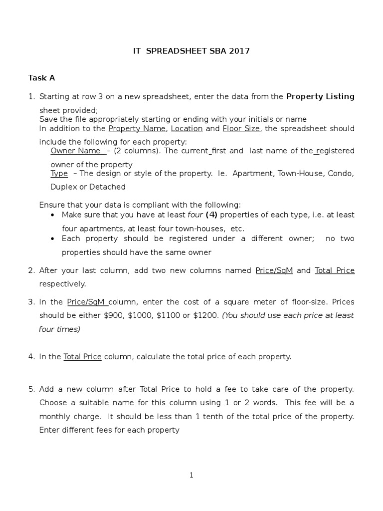 SBA 2017 Spreadsheet Instructions 3 | PDF | Chart | Spreadsheet