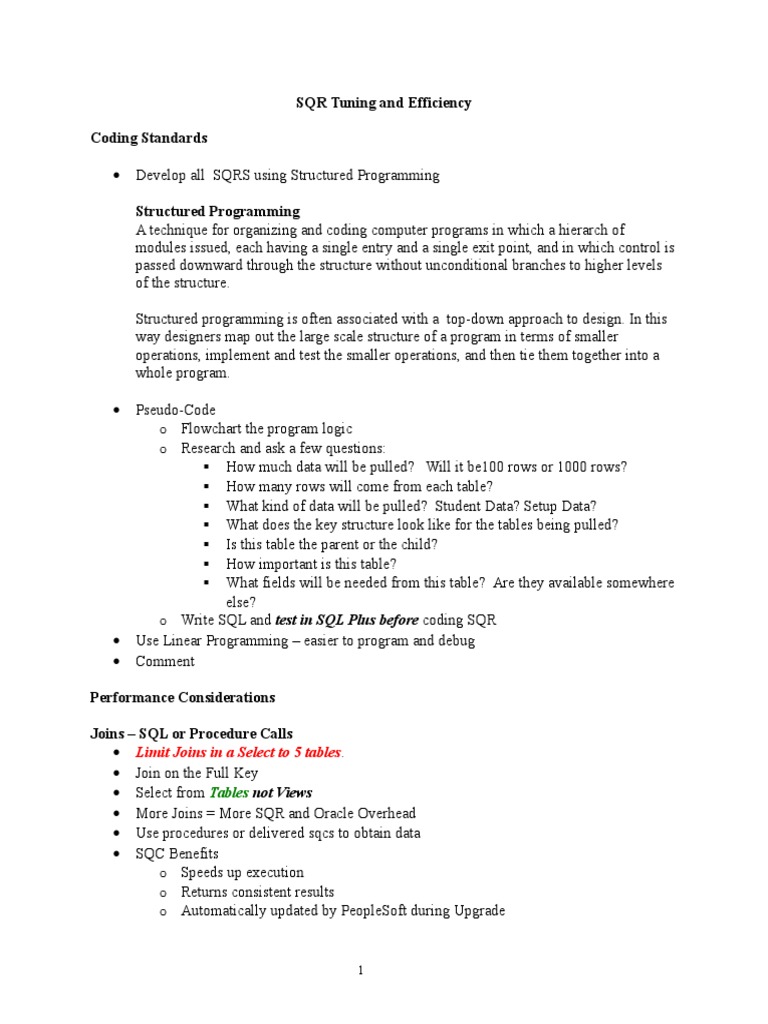 SQR Tuning and Efficiency Coding Standards: Limit Joins in A Select To ...
