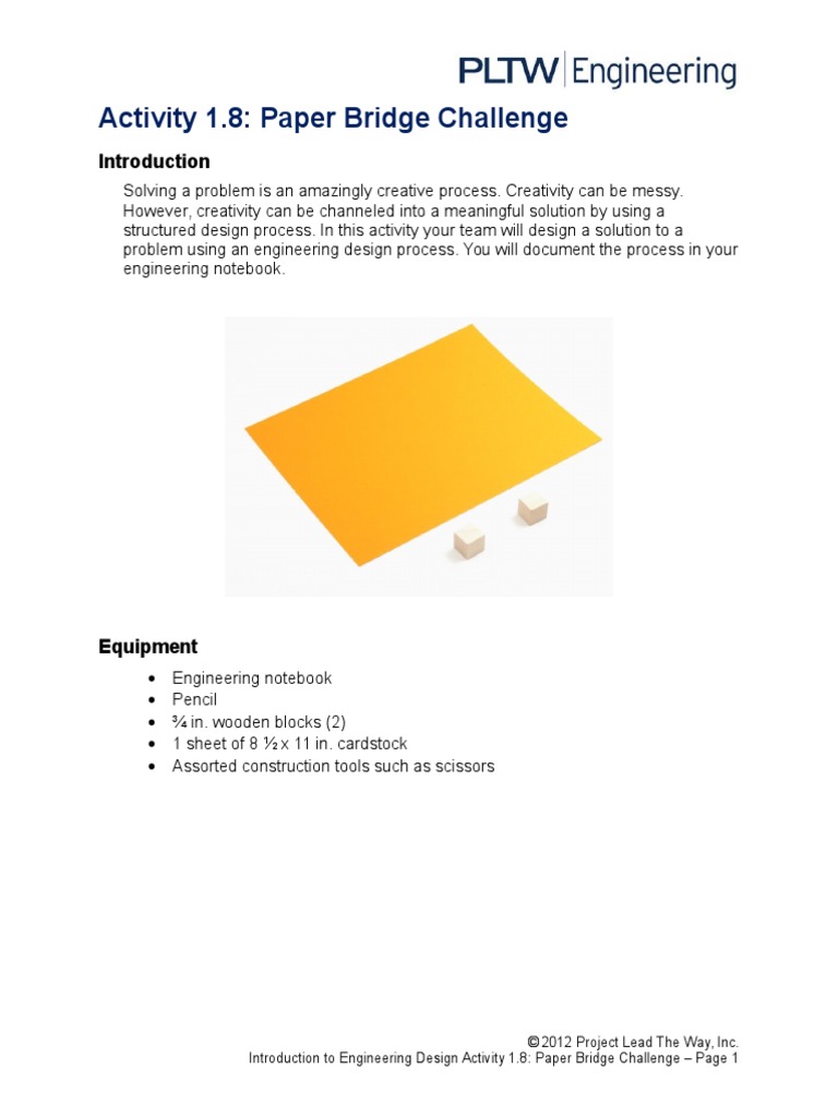 Paper Bridge Design Challenge Guide | PDF | Paper | Design
