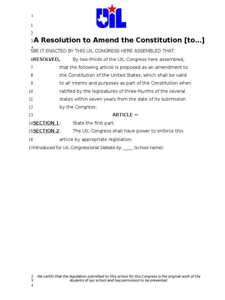 A Resolution To Amend The Constitution (To ) : Resolved | PDF | Law ...