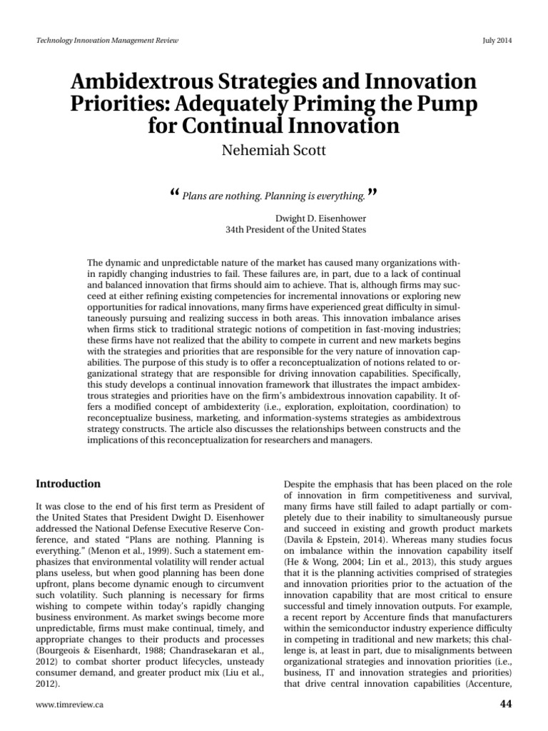 Ambidextrous Strategies and Innovation PDF | PDF | Strategic Management ...