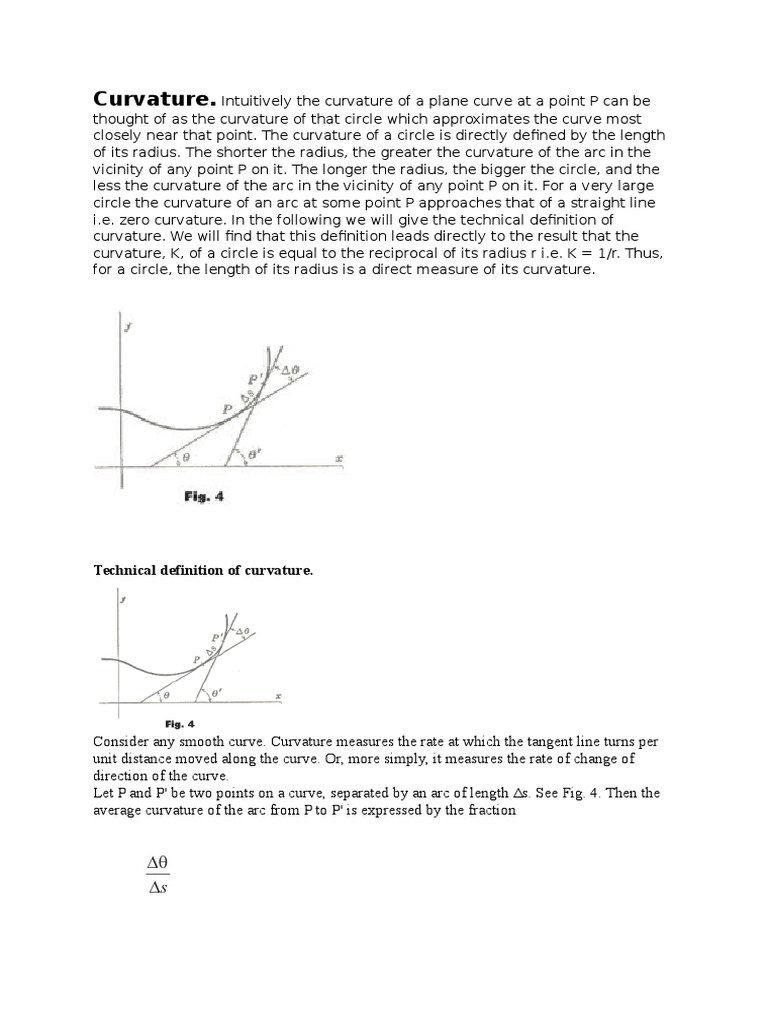 Curvature.: Technical Definition of Curvature | PDF | Circle | Angle