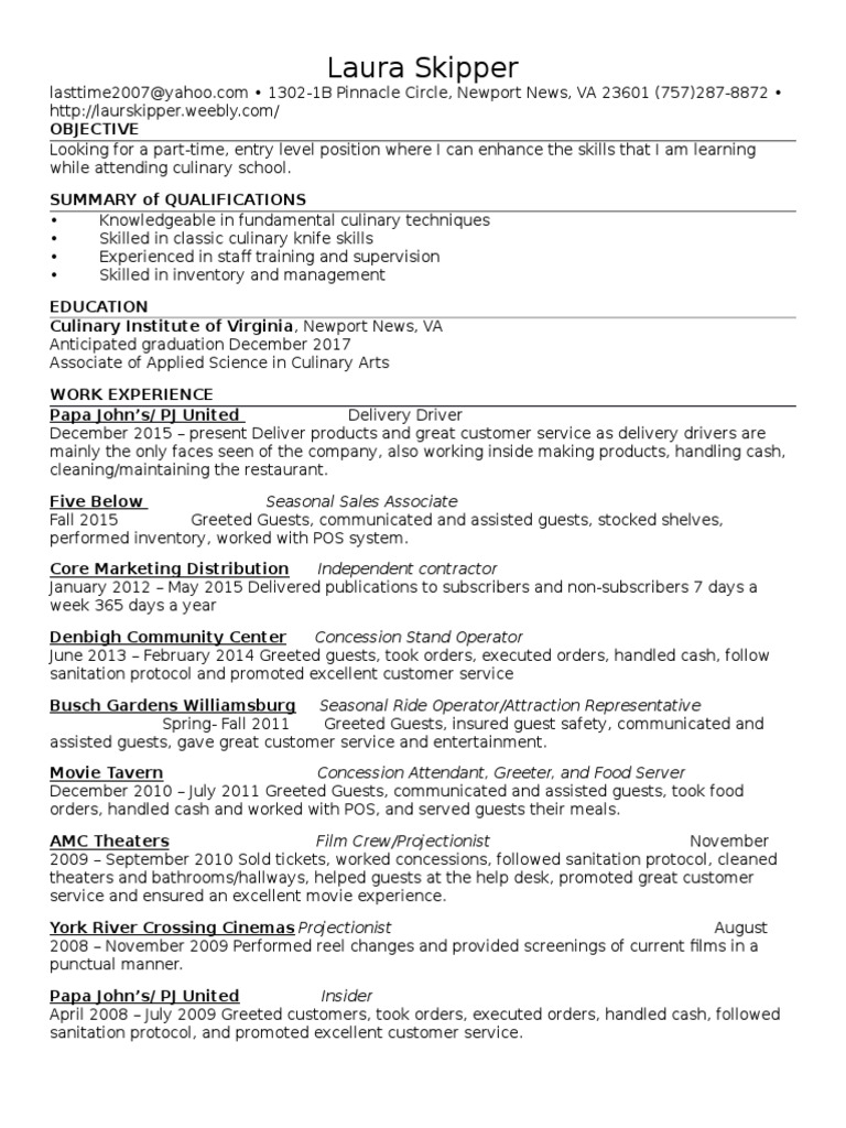 Laura Skipper Resume Superb | PDF | Cinema Industry | Foods