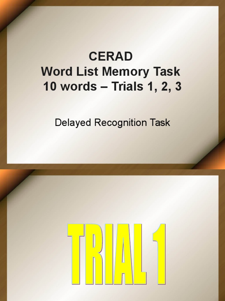 CERAD Word List Memory Task | PDF