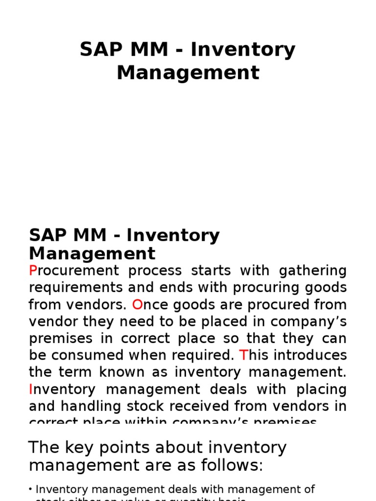 SAP MM - Inventory Management | PDF | Inventory | Business