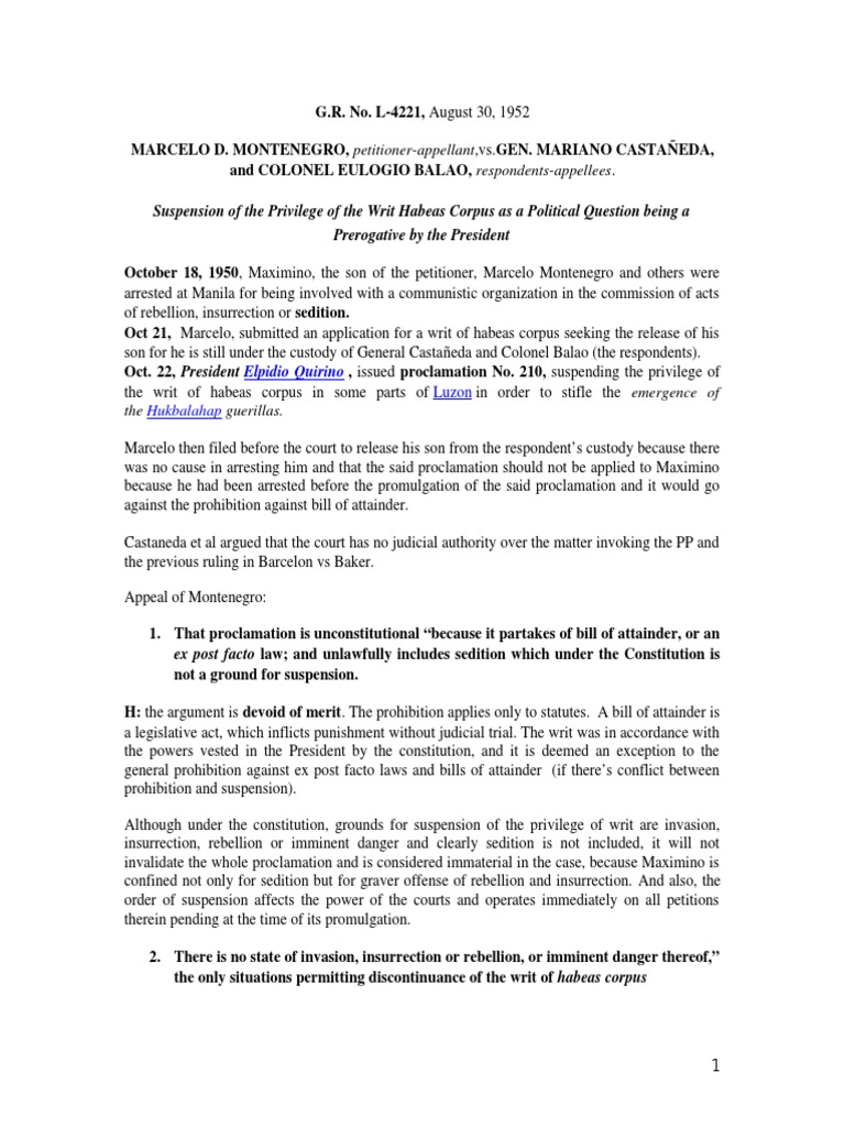 Suspension of Habeas Corpus Privilege | PDF | Habeas Corpus | Government