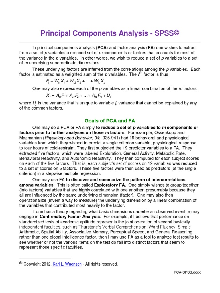 PCA-SPSS | Factor Analysis | Principal Component Analysis
