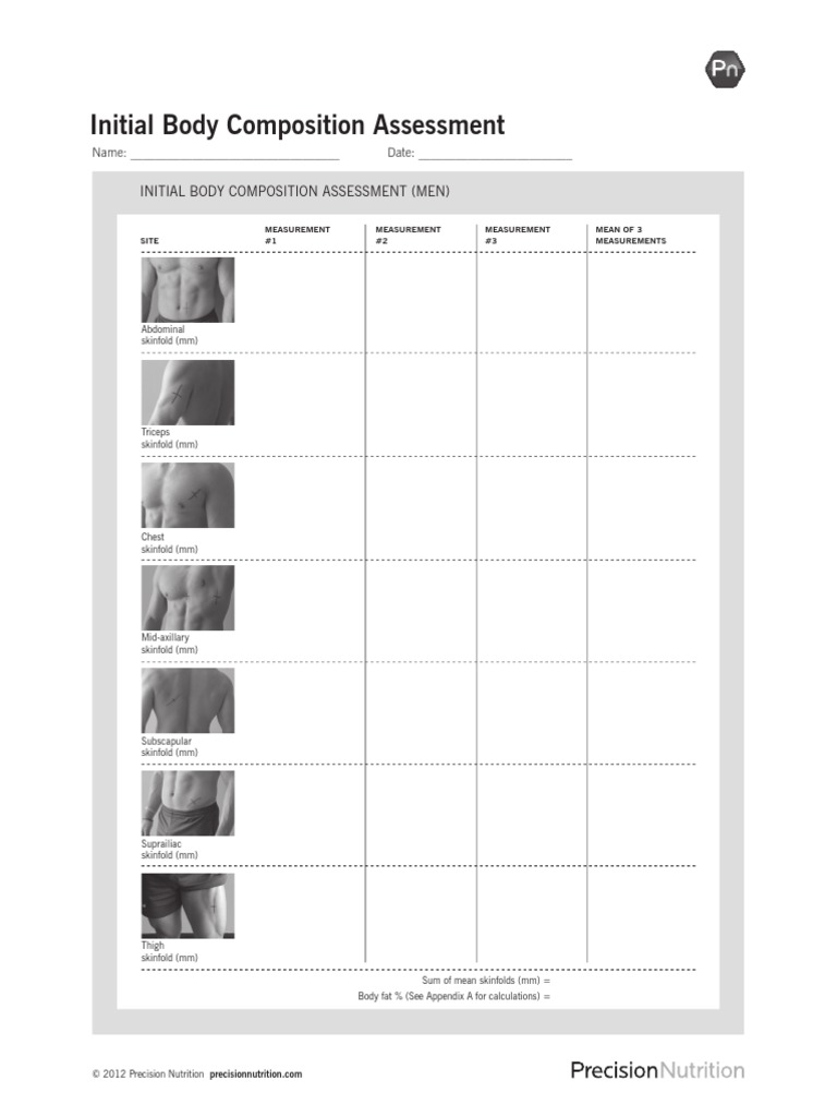 7 Initial Body Composition Assessment Men (SKINFOLD) | PDF