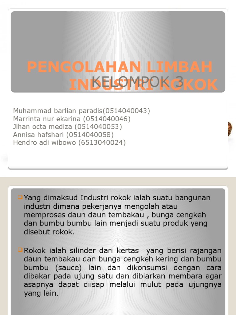 Pengolahan Limbah Industri Rokok (Edited) | PDF