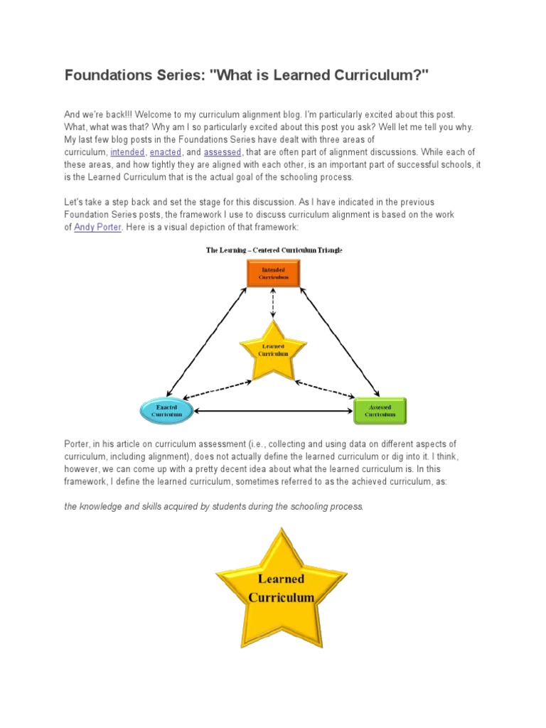 Foundations Series: "What Is Learned Curriculum?": Intended Enacted ...