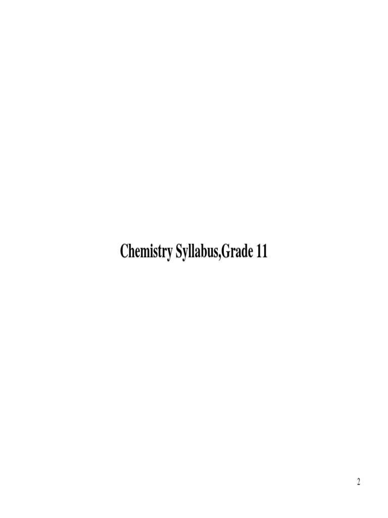 Chemistry Syllabus, Grade 11 | PDF | Ionic Bonding | Chemical Bond