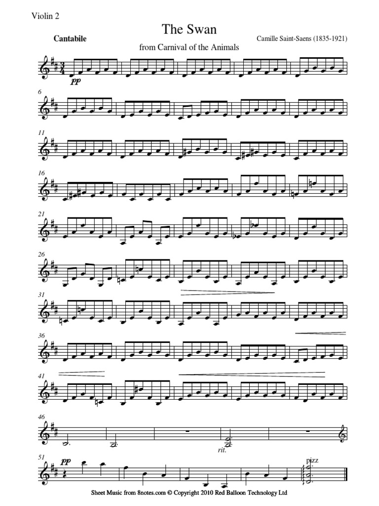 Saint Saens Swan Vn2 | PDF