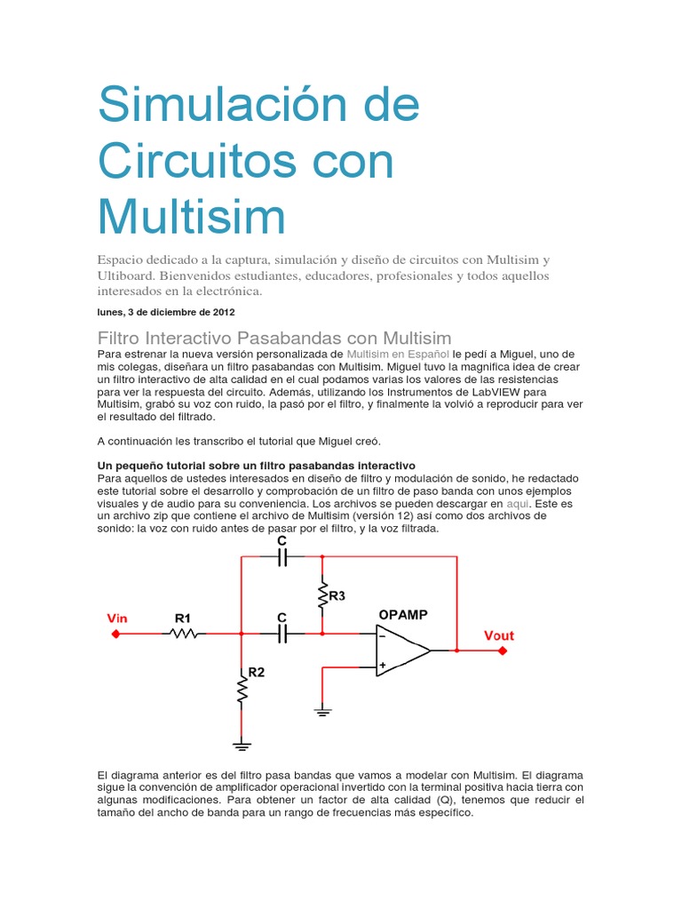 Simulación de Circuitos Con Multisim | Micrófono | Archivo de computadora